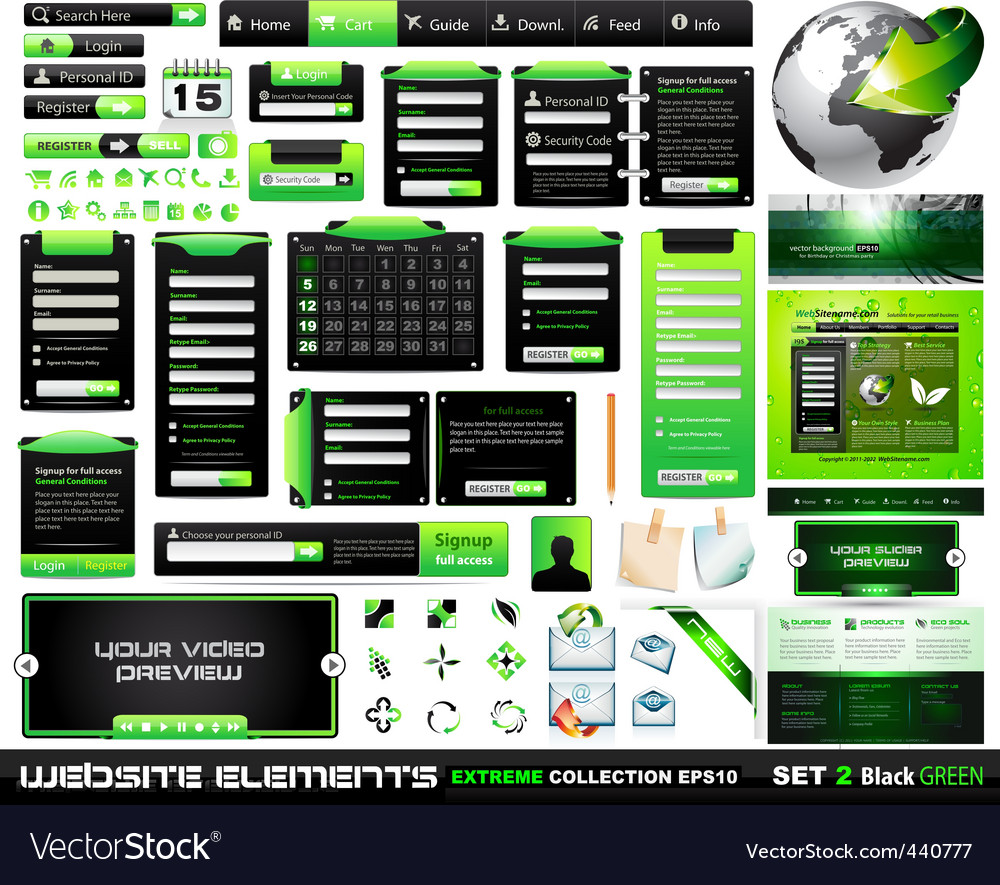 Web design elements collection Royalty Free Vector Image