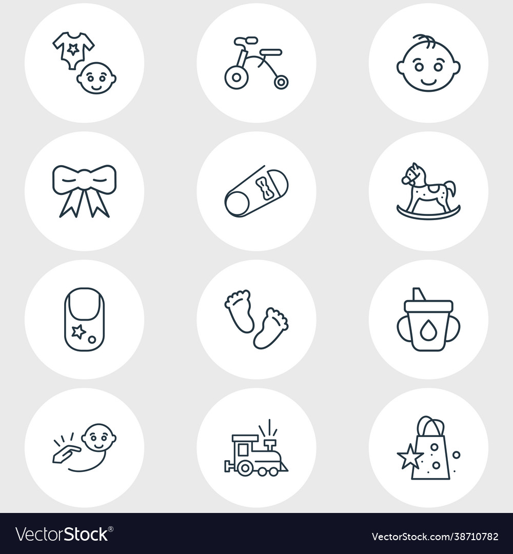 12 child icons line style Royalty Free Vector Image