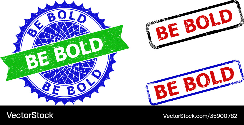 Be bold rosette and rectangle bicolor seals Vector Image
