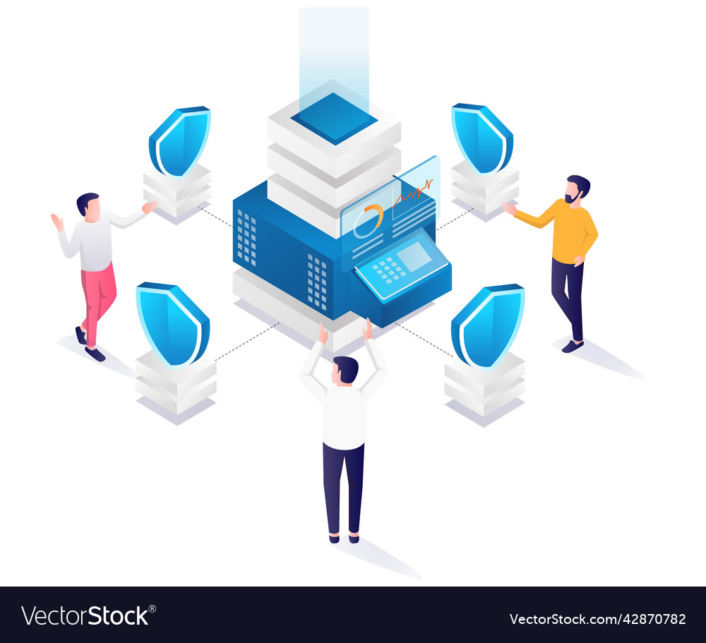 Central server with security Royalty Free Vector Image