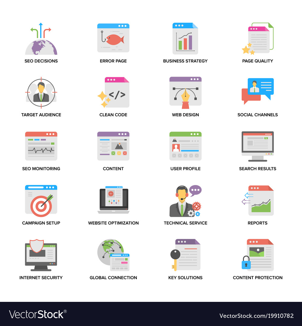 Creative web and seo flat icons Royalty Free Vector Image