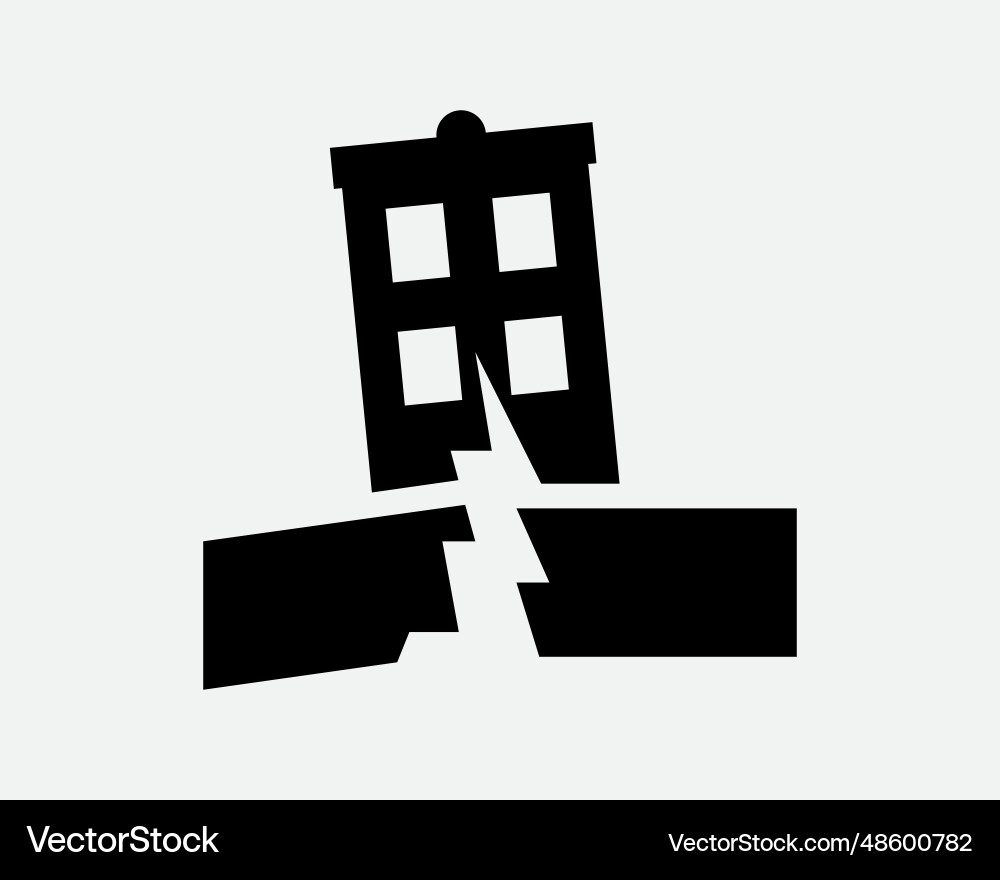 Earthquake icon natural disaster building collapse
