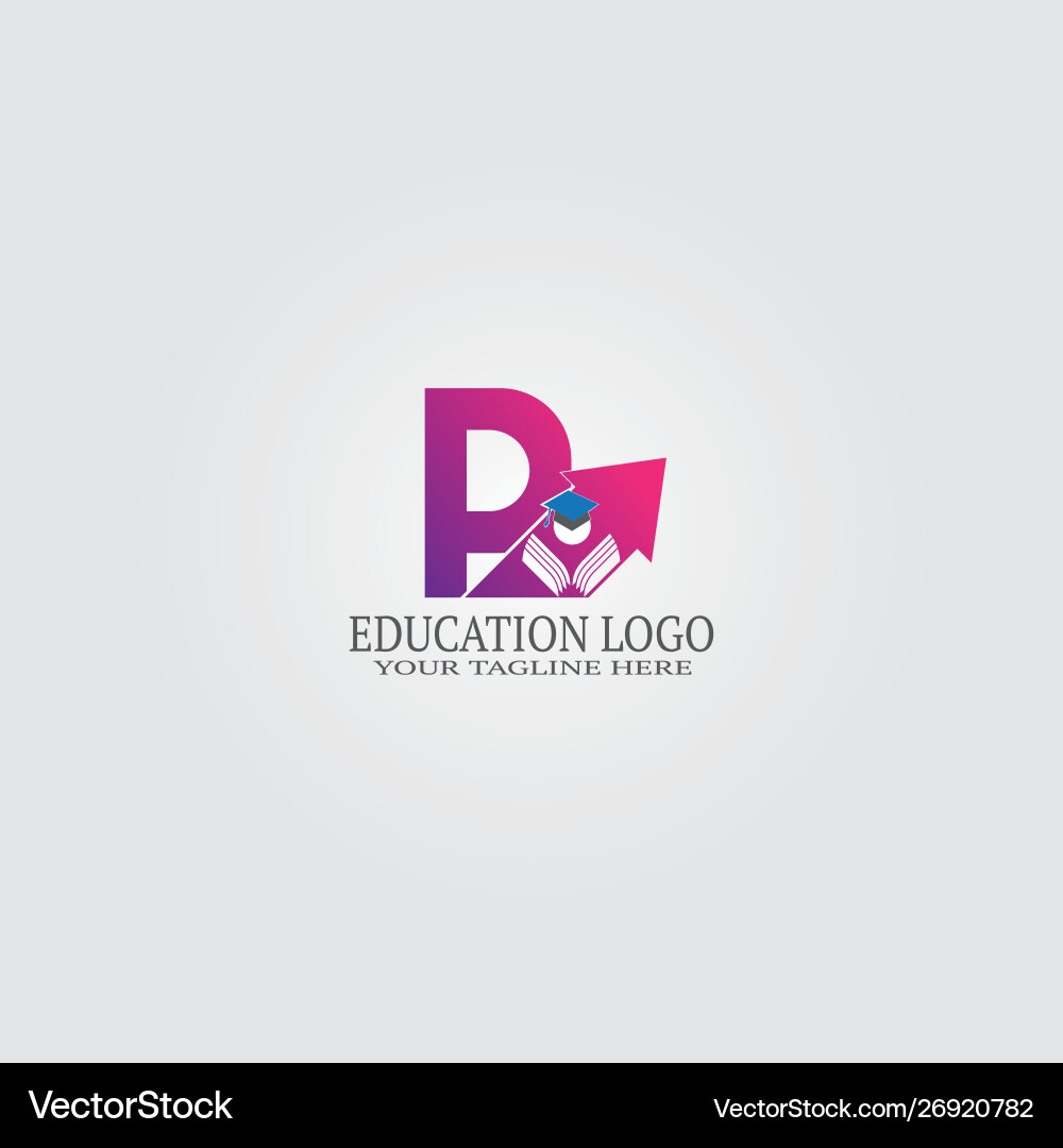 Education logo template with p letter logo Vector Image