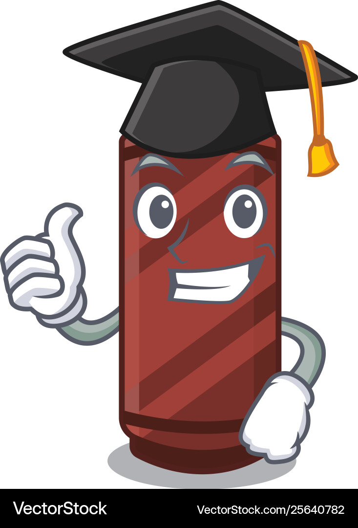 Graduation brown crayon isolated with mascot Vector Image