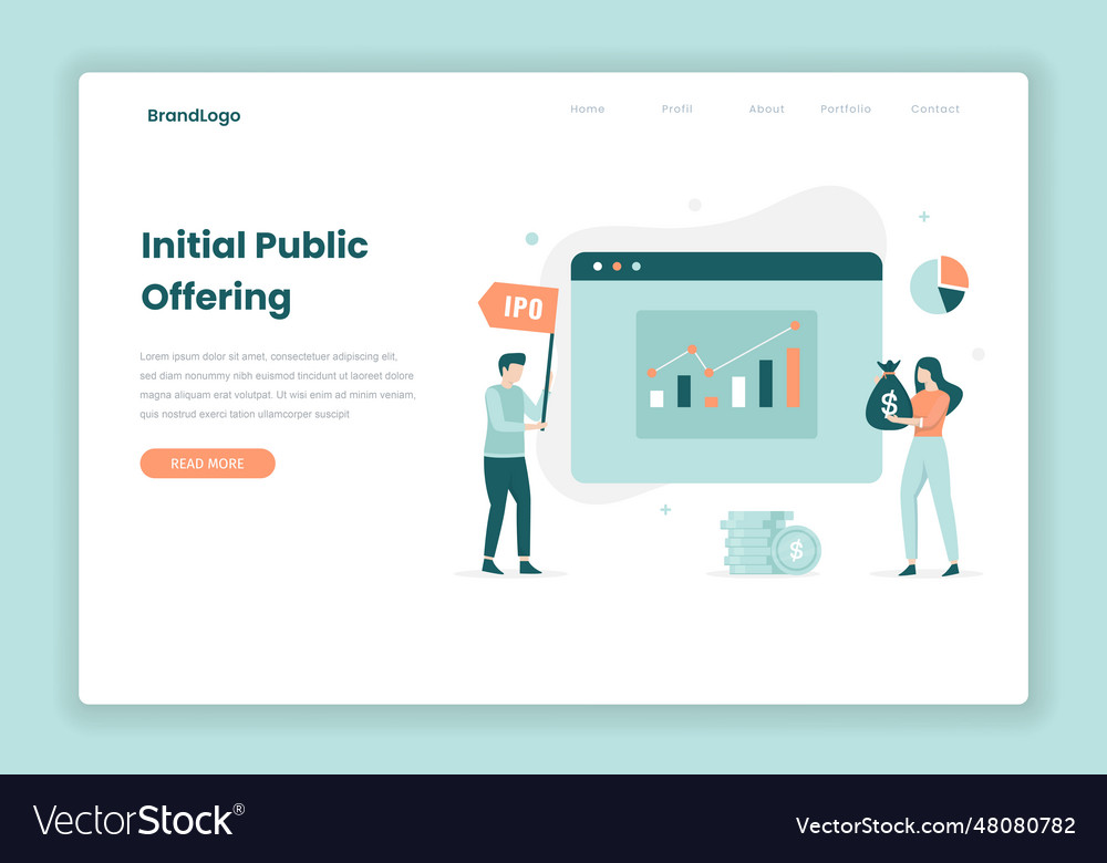Initial public offering landing page concept Vector Image