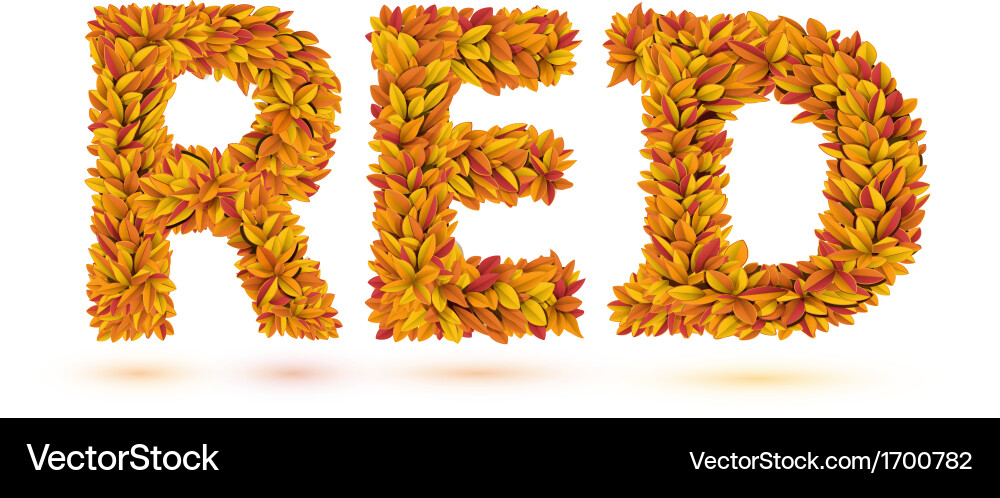 Red word autumn fall bright orange leaves Vector Image
