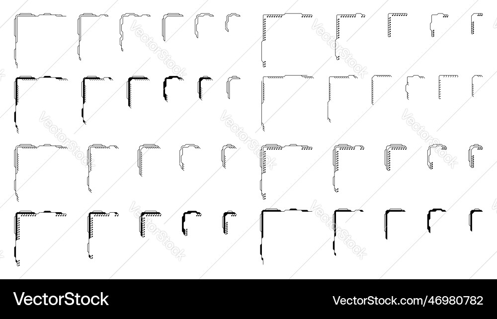 Set of tech corner isolated on white background Vector Image