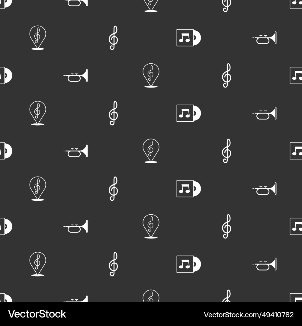 Set vinyl disk trumpet treble clef Royalty Free Vector Image