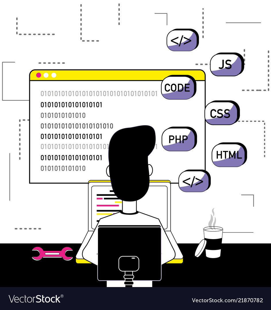 Software programmer cartoon Royalty Free Vector Image