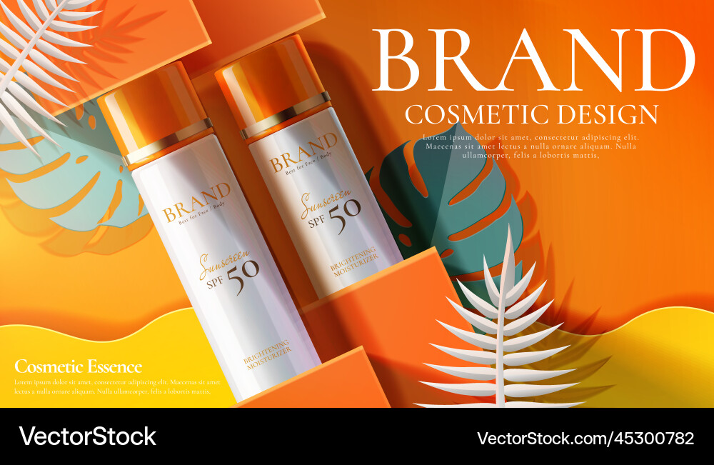 Sunscreen spray product ads Royalty Free Vector Image