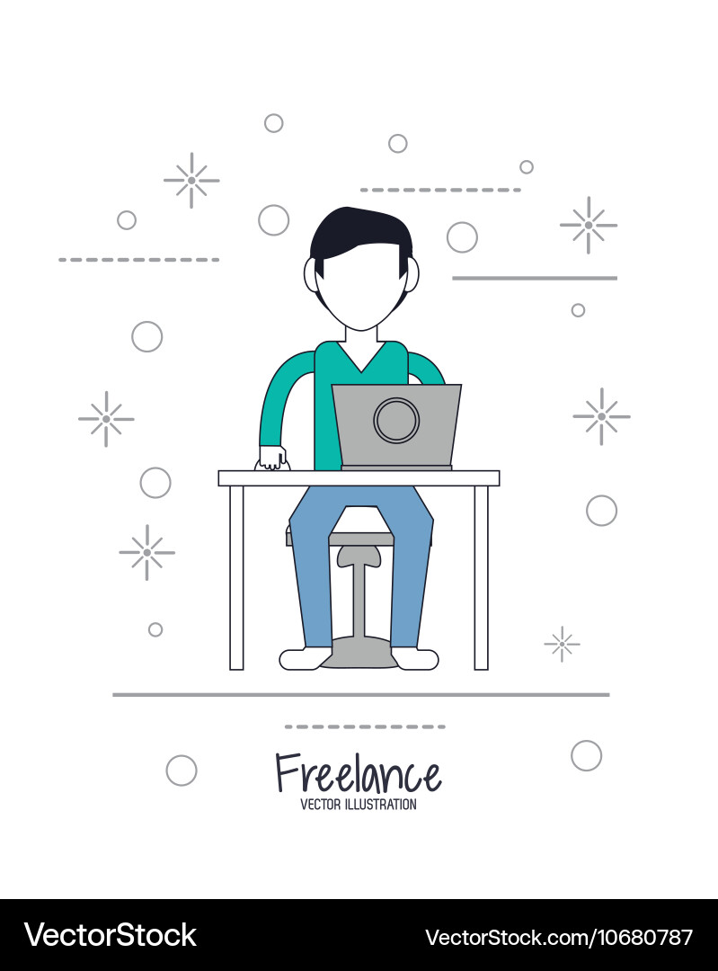 Cartoon man and freelance design Royalty Free Vector Image