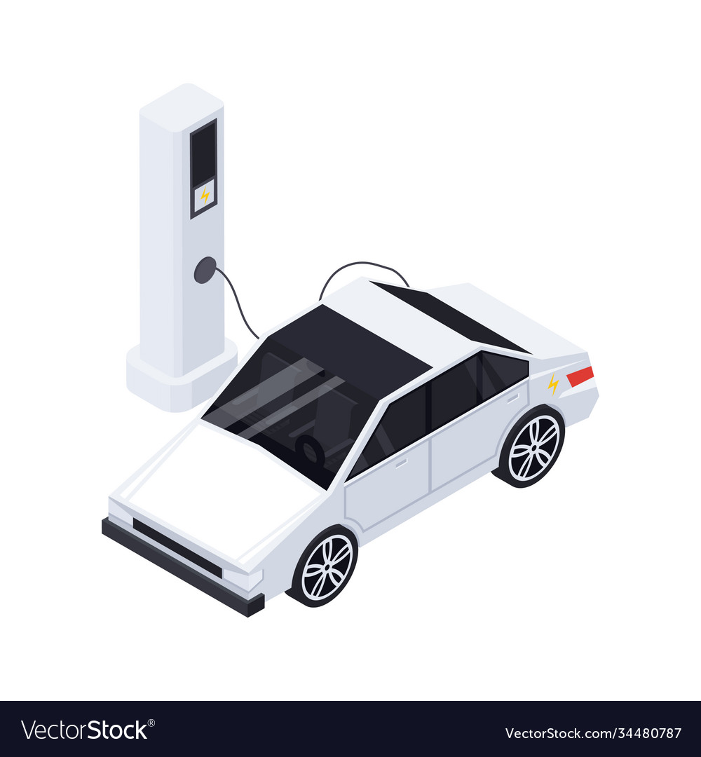 Charging point isometric composition Royalty Free Vector