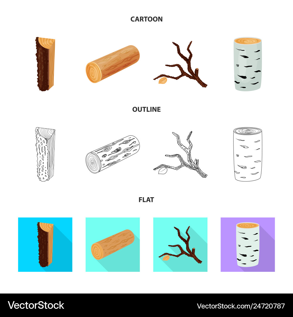 Design of tree and raw icon set Royalty Free Vector Image