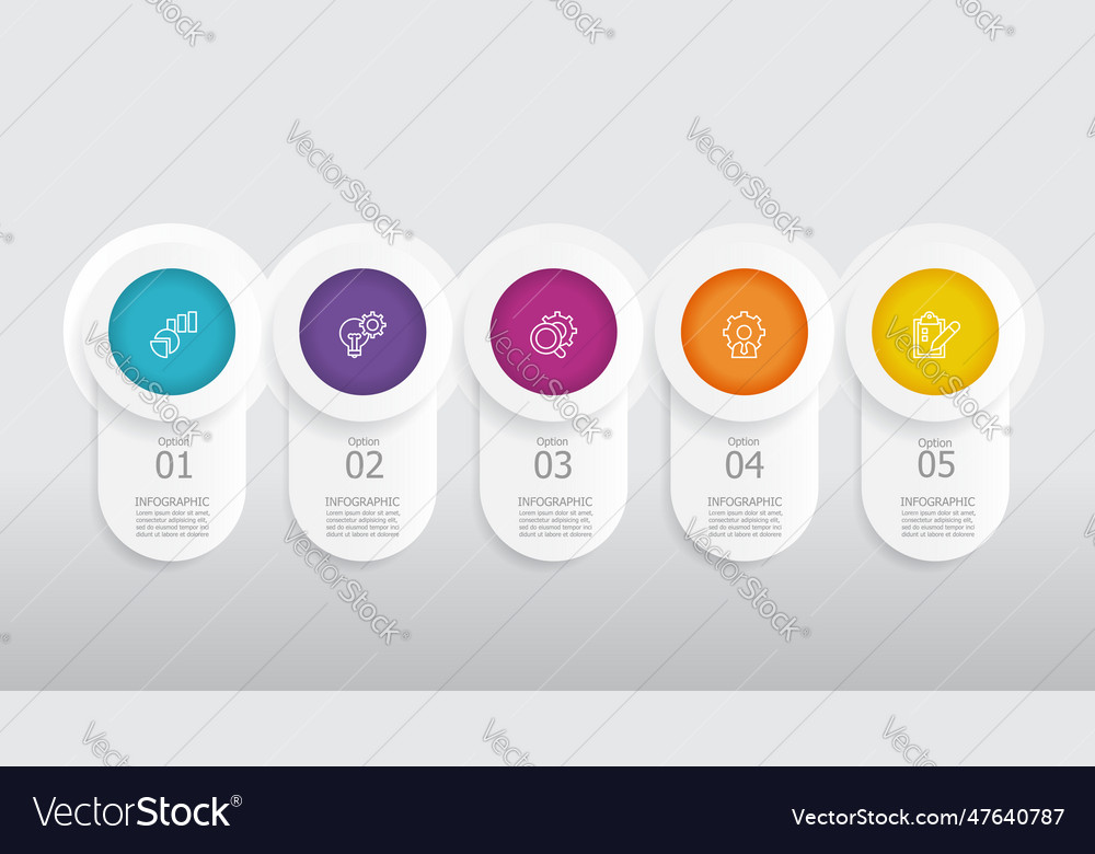 Horizontal round circle steps timeline Royalty Free Vector
