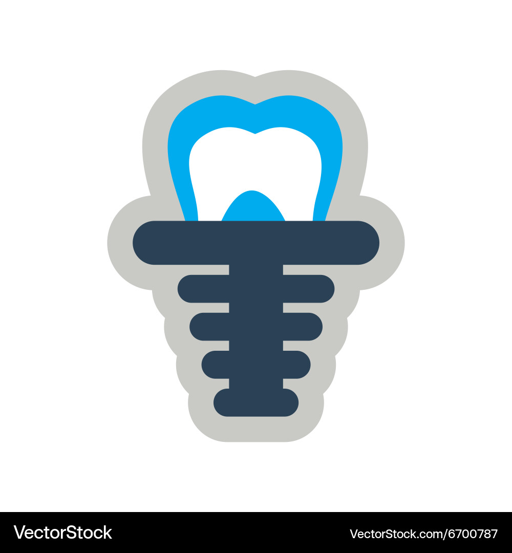 Icon of artificial tooth in flat style Royalty Free Vector
