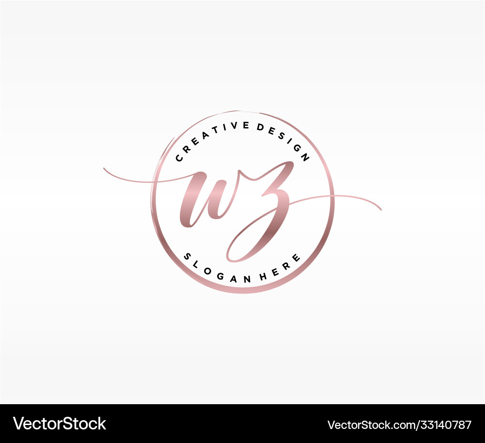 Initial wz handwriting logo with circle template Vector Image