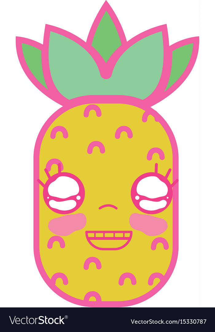 Kawaii cute happy pineapple fruit Royalty Free Vector Image