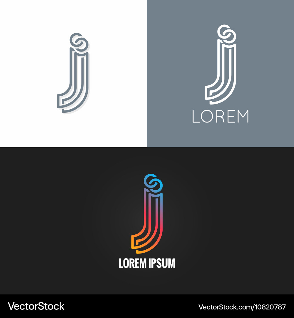 Letter j logo alphabet design icon set background Vector Image