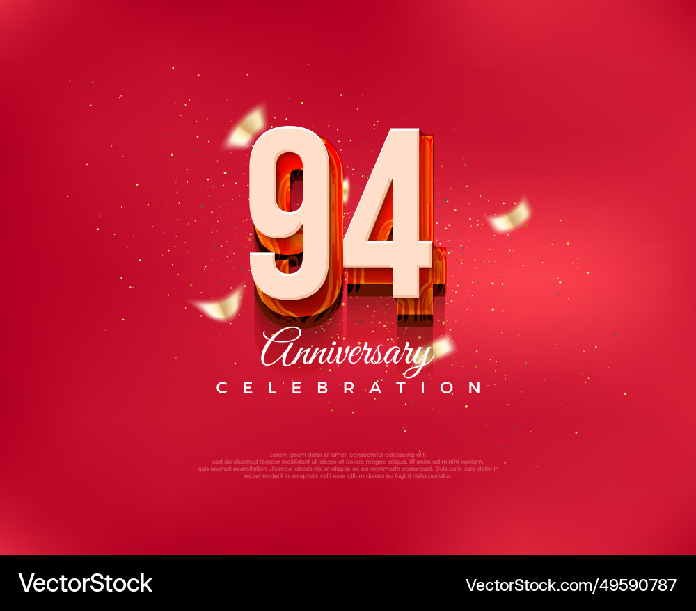 Modern design number for the 94th anniversary Vector Image