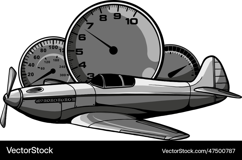 Monochromatic retro flying fighter plane colorful Vector Image