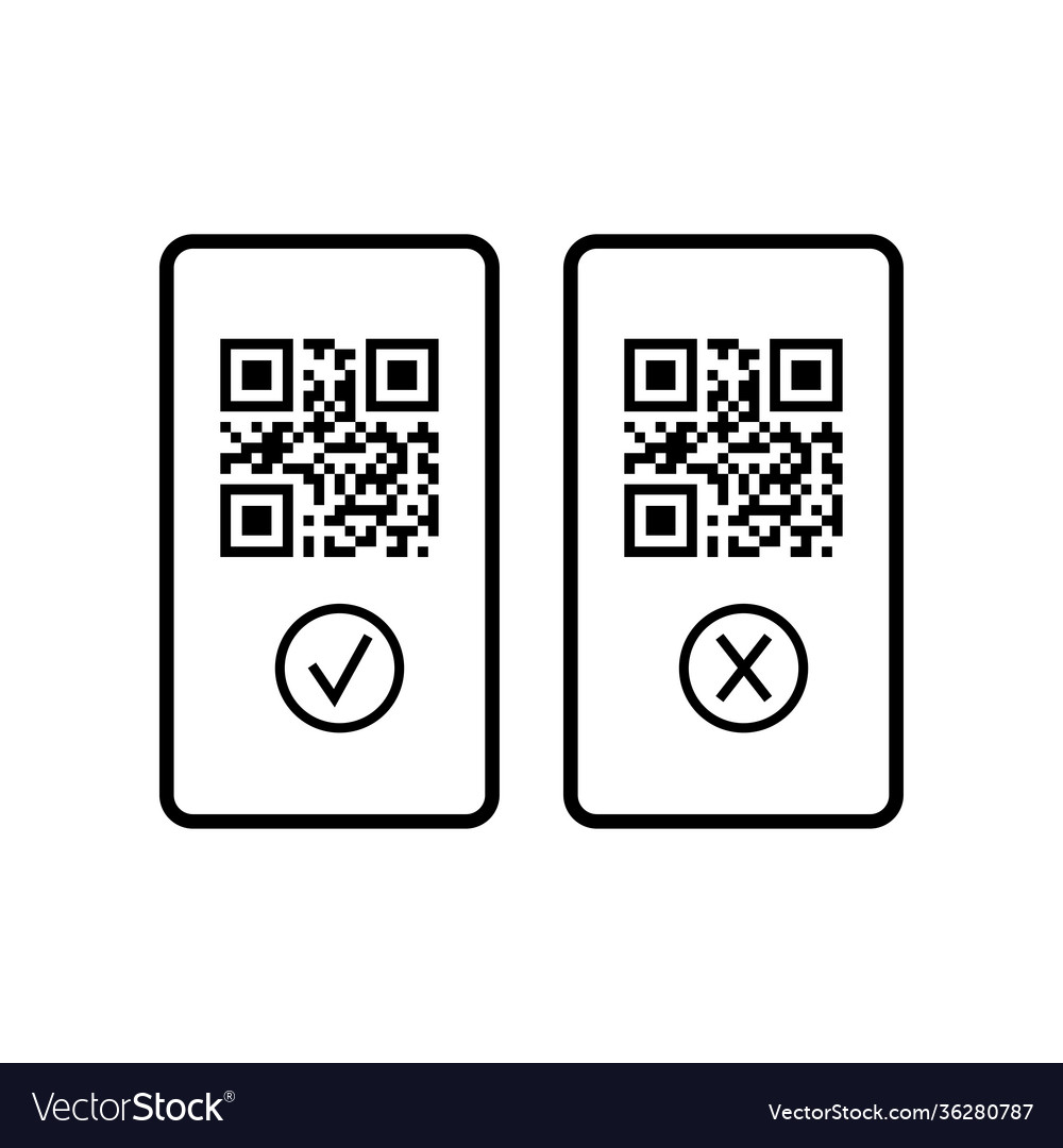 Qr-code on mobile phone screen with check mark Vector Image