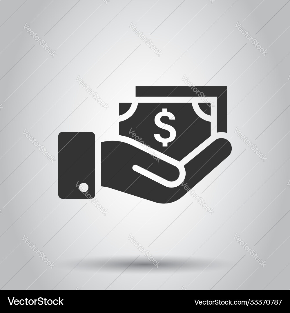 Remuneration icon in flat style money hand Vector Image