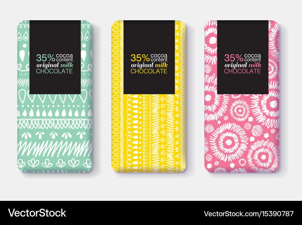 Set of fun chocolate bar package designs Vector Image
