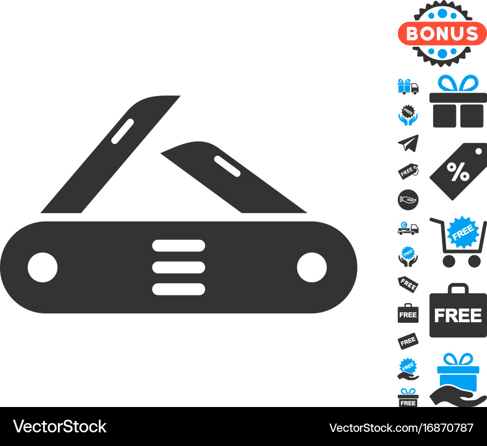 Swiss multitool knife icon with free bonus Vector Image