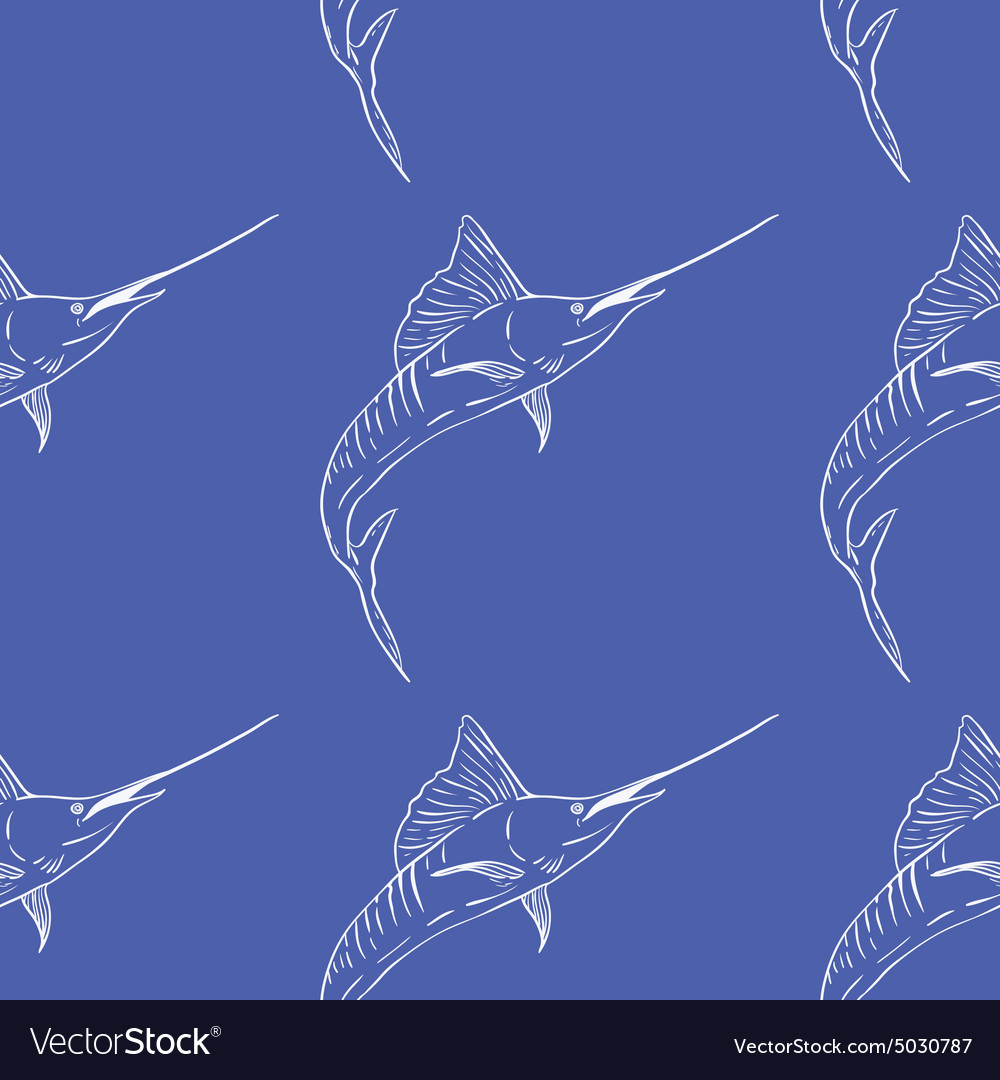 Swordfish seamless pattern Royalty Free Vector Image