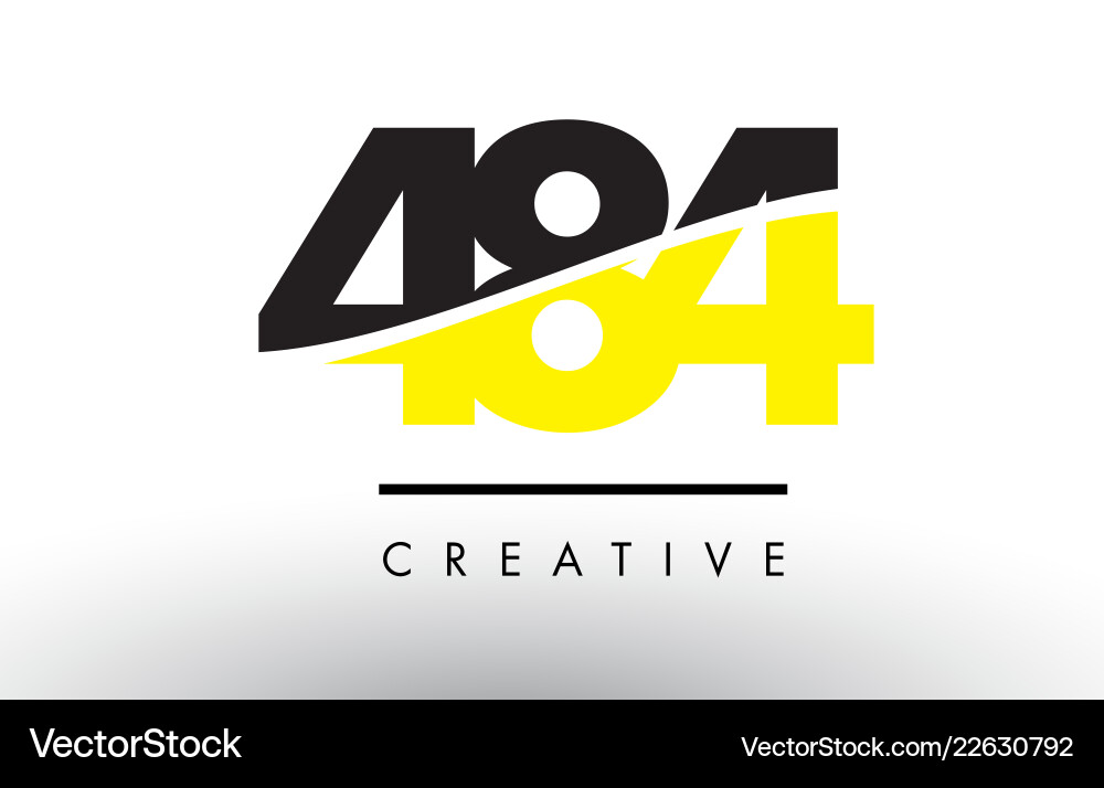 484 black and yellow number logo design Royalty Free Vector