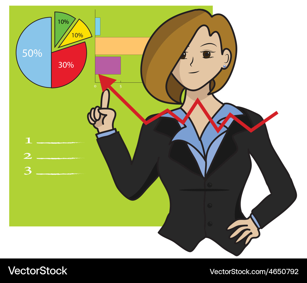 Business woman and growing graph Royalty Free Vector Image