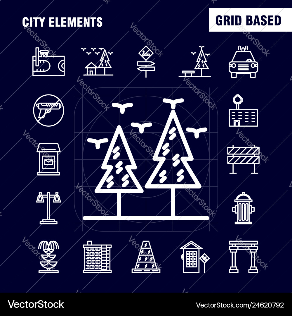 City elements line icons set for infographics Vector Image