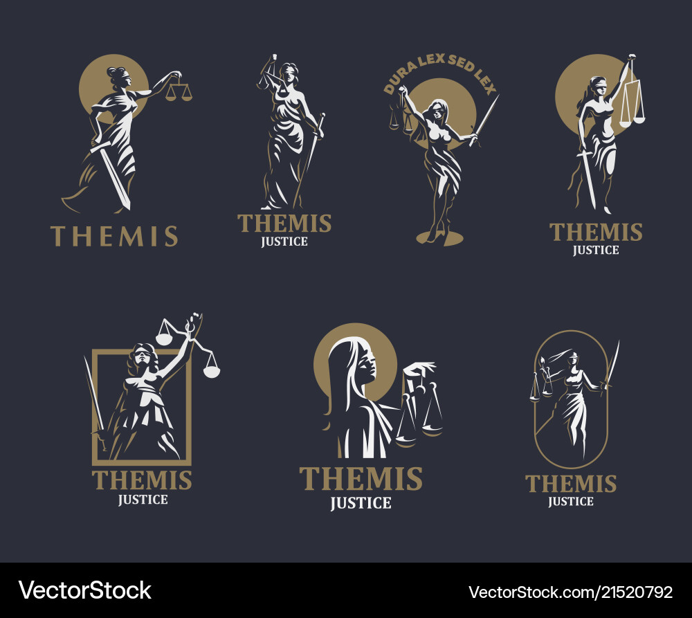 Goddess of justice themis set Royalty Free Vector Image