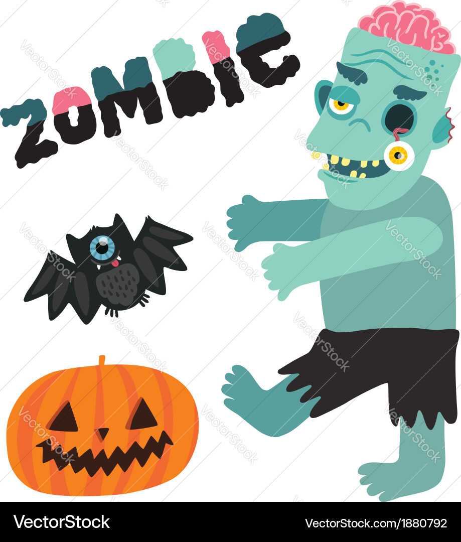 Halloween zombie monster character with pumpkin Vector Image