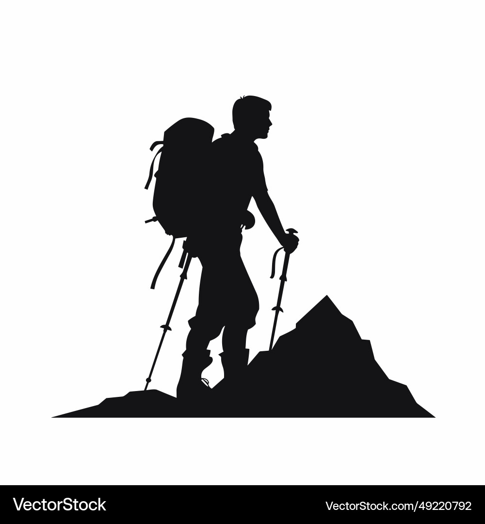 Hiker black icon on white background hiker Vector Image