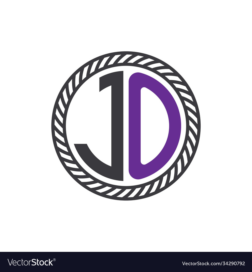 Initial letter jo circle shape monogram simple Vector Image