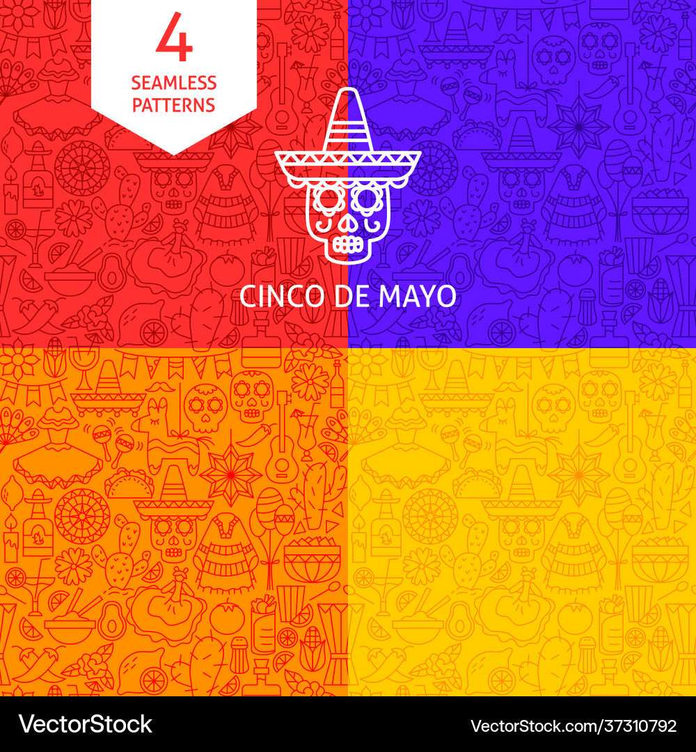 Line cinco de mayo patterns Royalty Free Vector Image