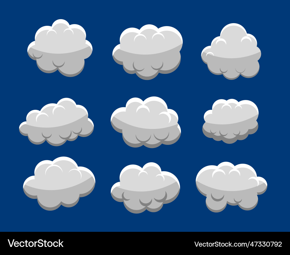 Pack of fluffy clouds symbol design for atmosphere