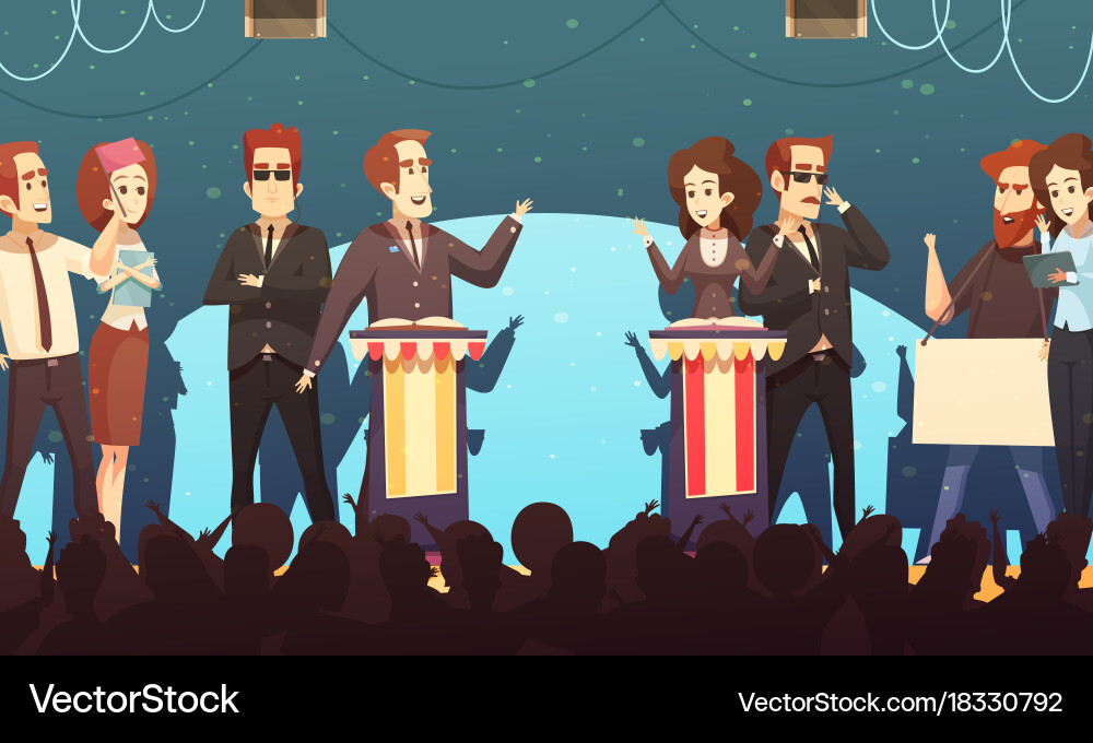 Politics election debates cartoon Royalty Free Vector Image