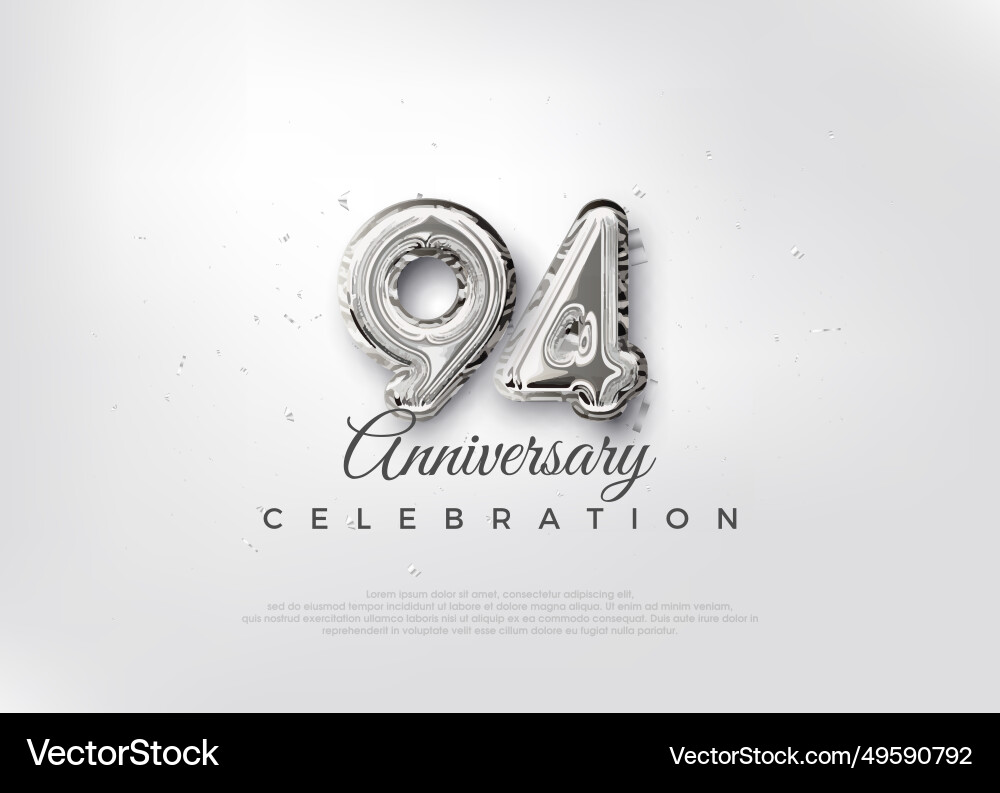 Silver balloon number premium 94th anniversary Vector Image