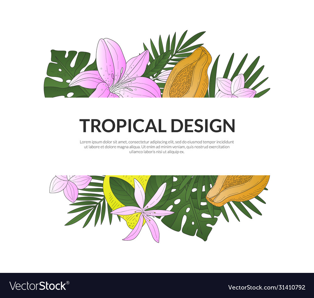 Tropical design banner template with bright exotic
