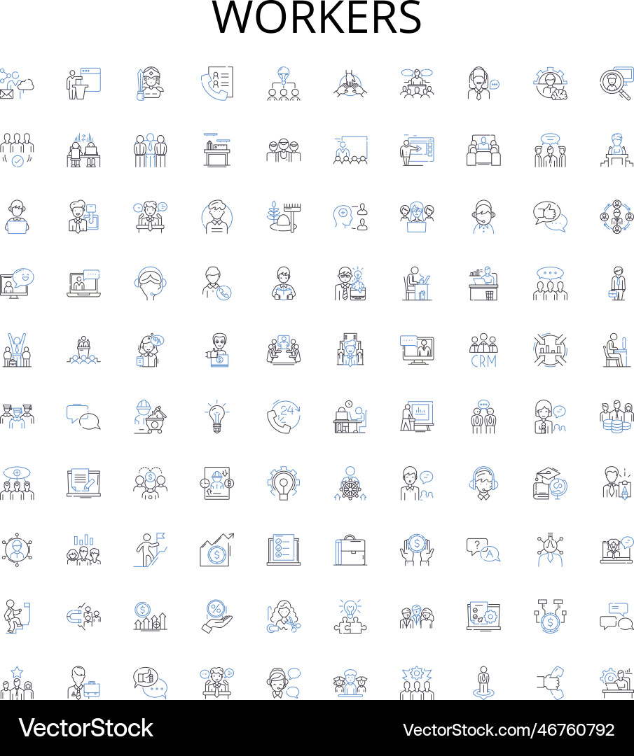 Workers outline icons collection employees Vector Image