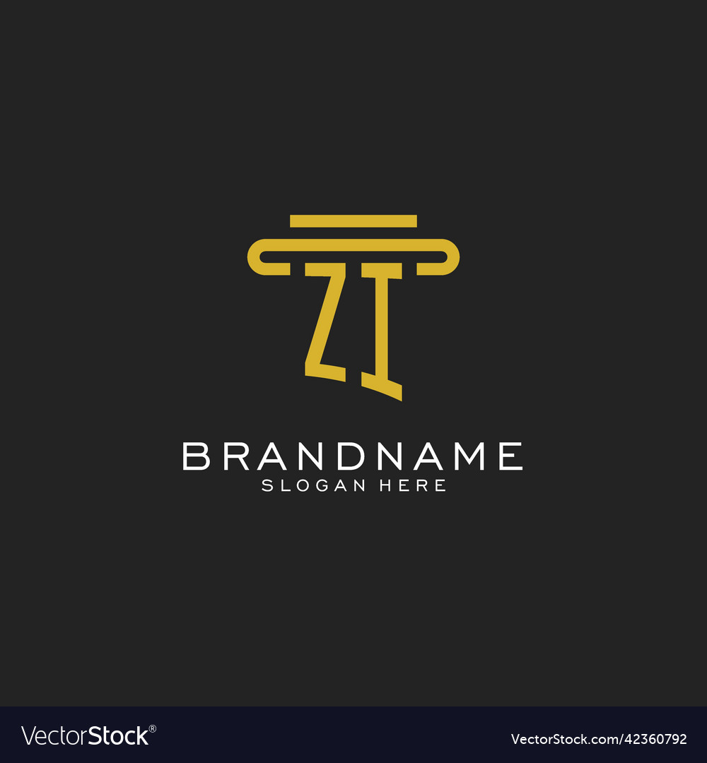 Zi initial logo with simple pillar style design Vector Image