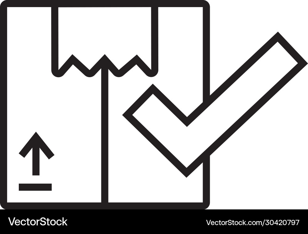 Box carton with check symbol line style Royalty Free Vector