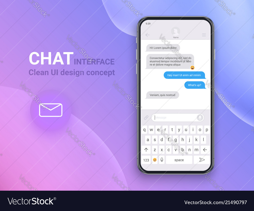 Chat interface application with dialogue window Vector Image