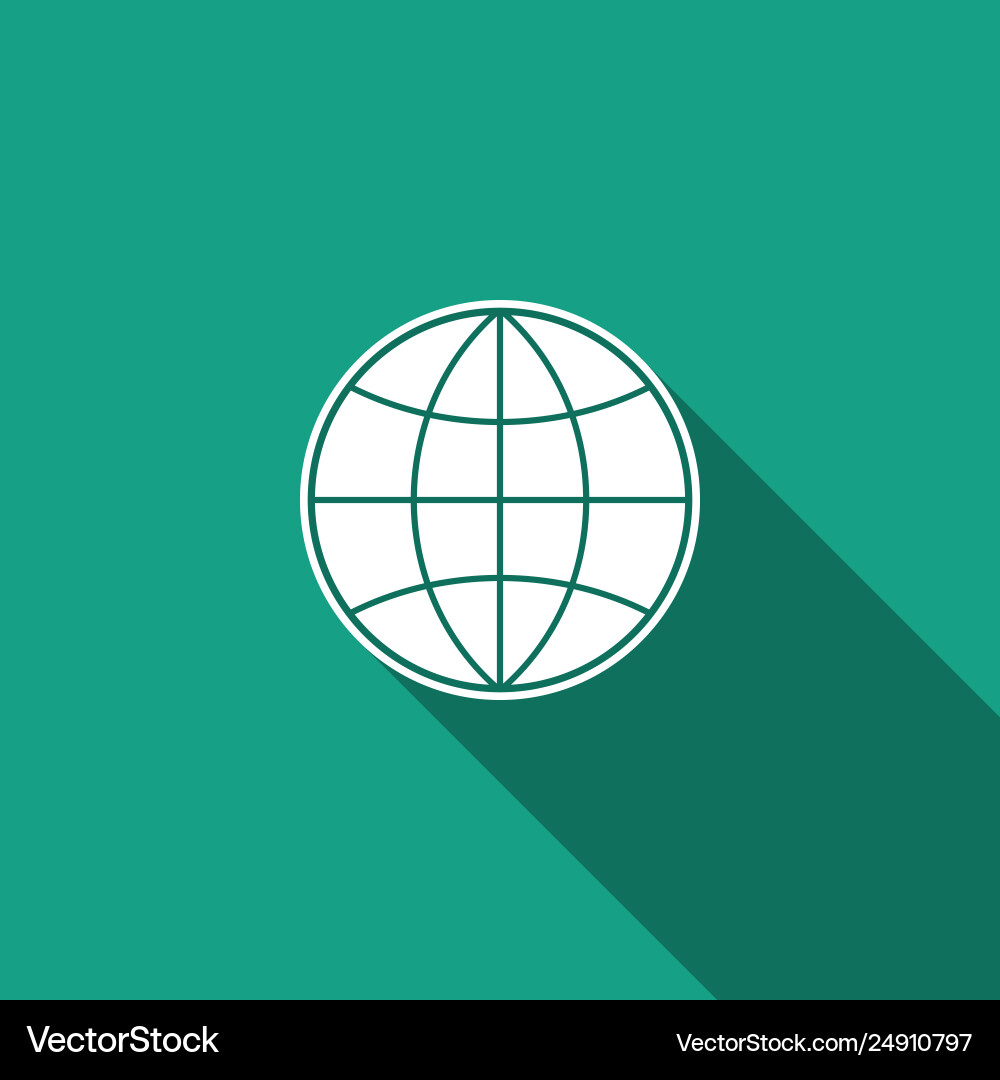 Earth globe icon isolated with long shadow world Vector Image