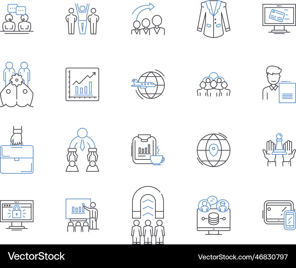 Employee training line icons collection Royalty Free Vector