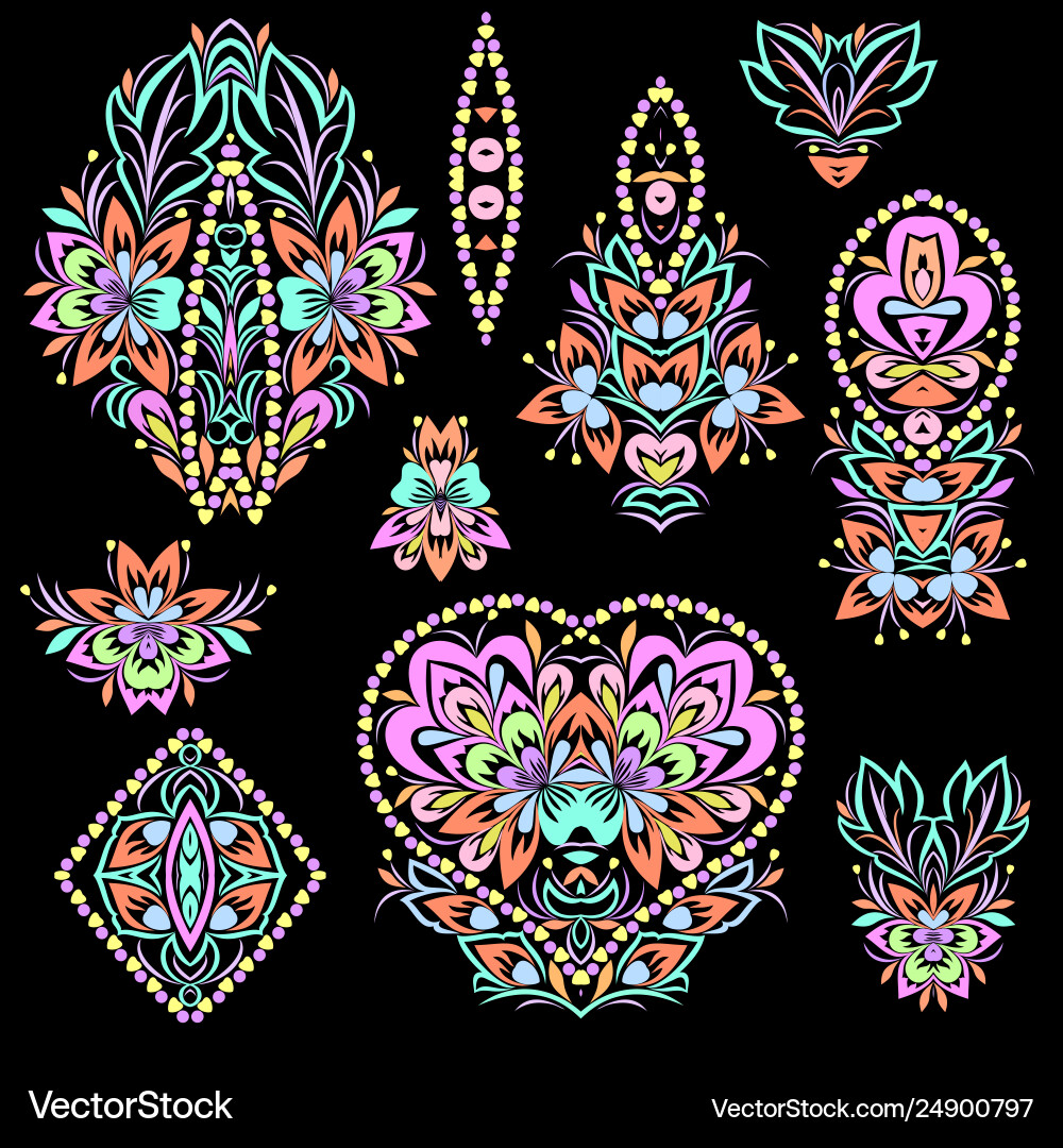 Ethnic colorful cliche- set templates Royalty Free Vector