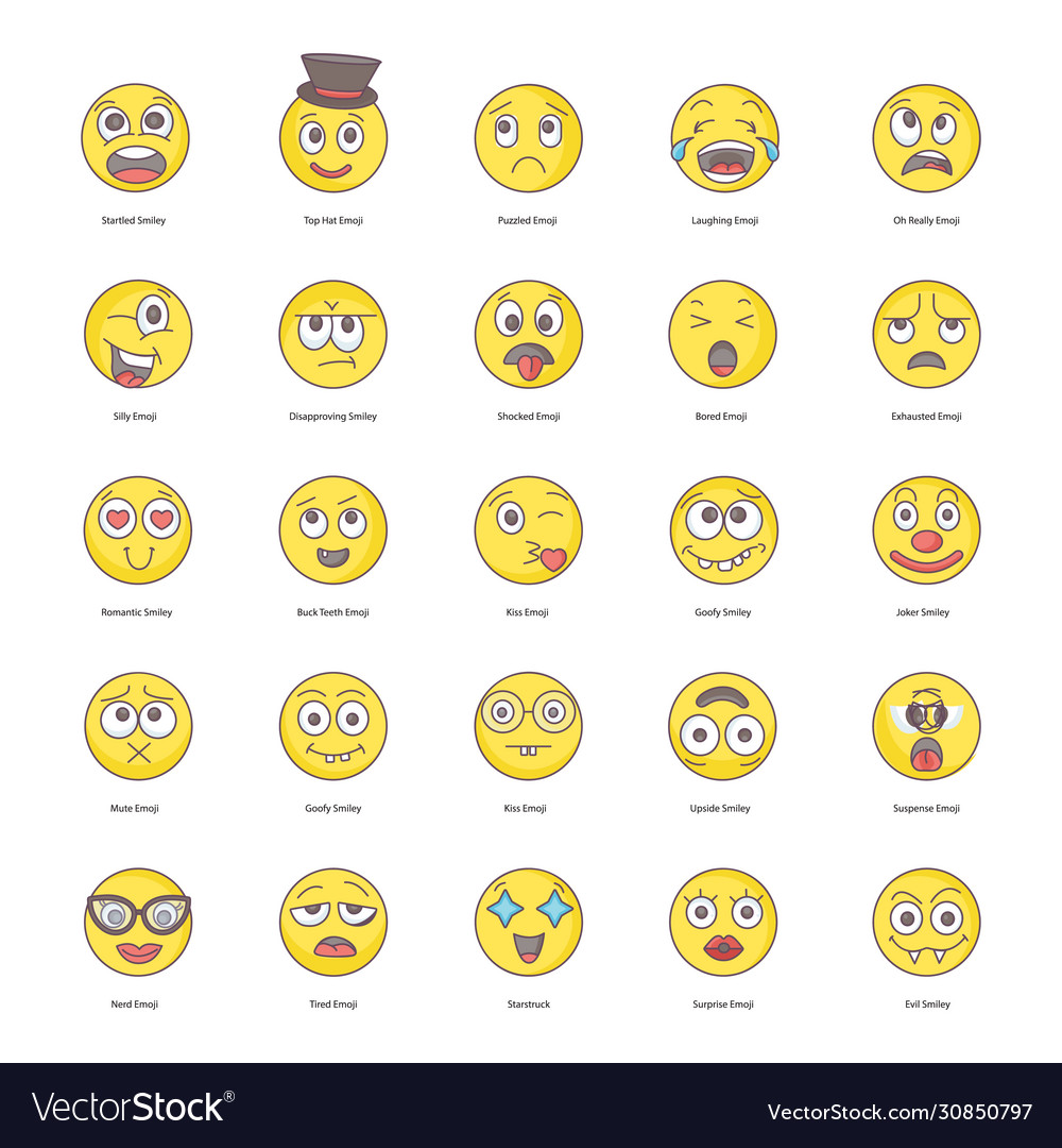 Facial expression set emoji Royalty Free Vector Image