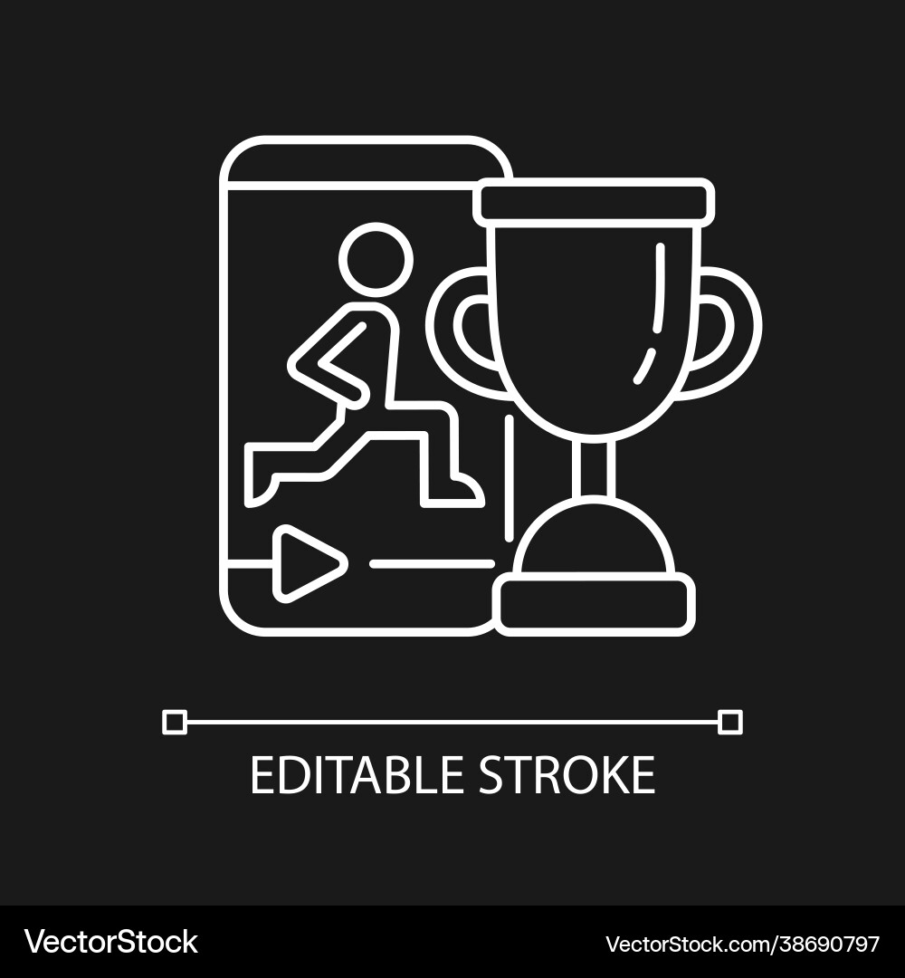 Fitness online challenge white linear icon for Vector Image